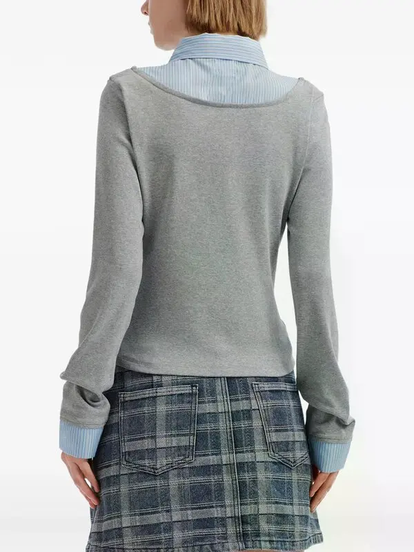 B+AB Layered-design Button-front Top