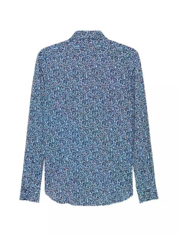 ORIAN Leaf-print Long-sleeve Shirt