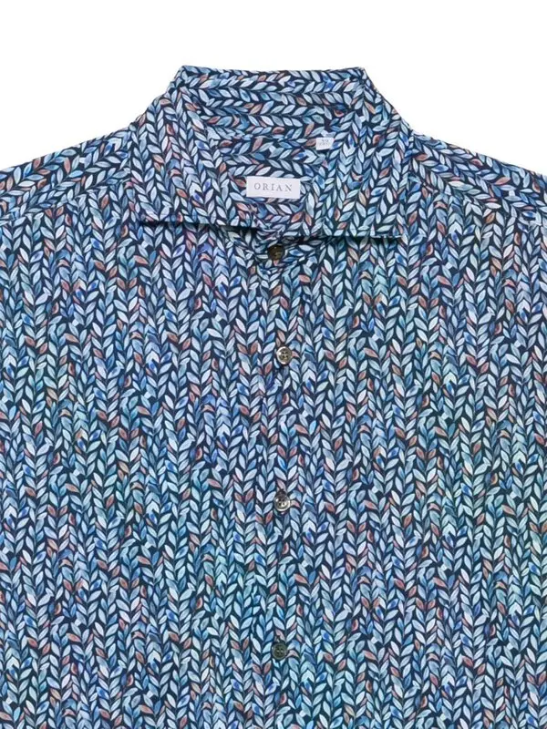 ORIAN Leaf-print Long-sleeve Shirt