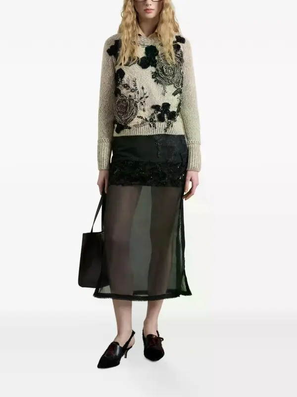 Antonio Marras Fil Coupé Jacquard-panelled Midi Skirt