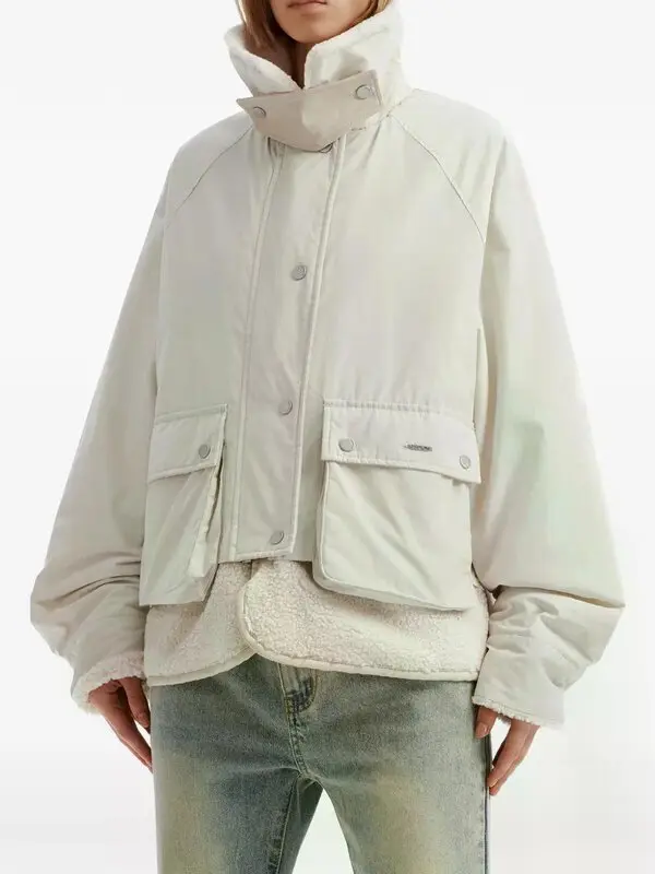 MUSIUM DIV. Layered-effect Fleece-texture Trim Jacket - Neutrals
