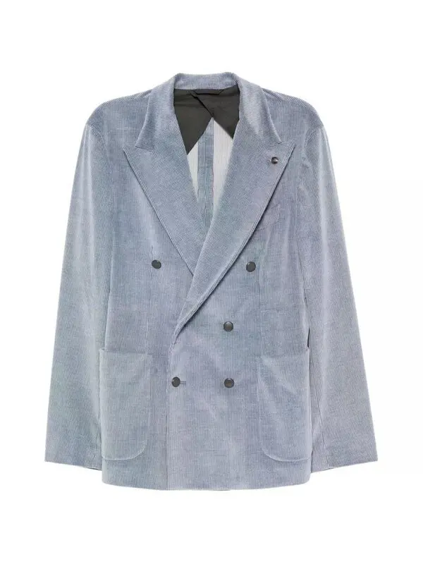 Peserico Double-breasted Corduroy-texture Blazer