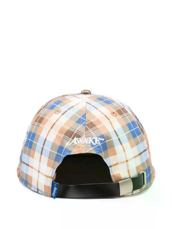 AWAKE NY Classic A Plaid Logo-patch Baseball Cap - Neutrals