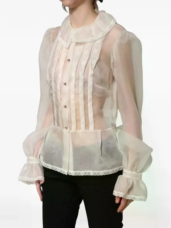Dolce & Gabbana Ruffled Lace-trim Blouse