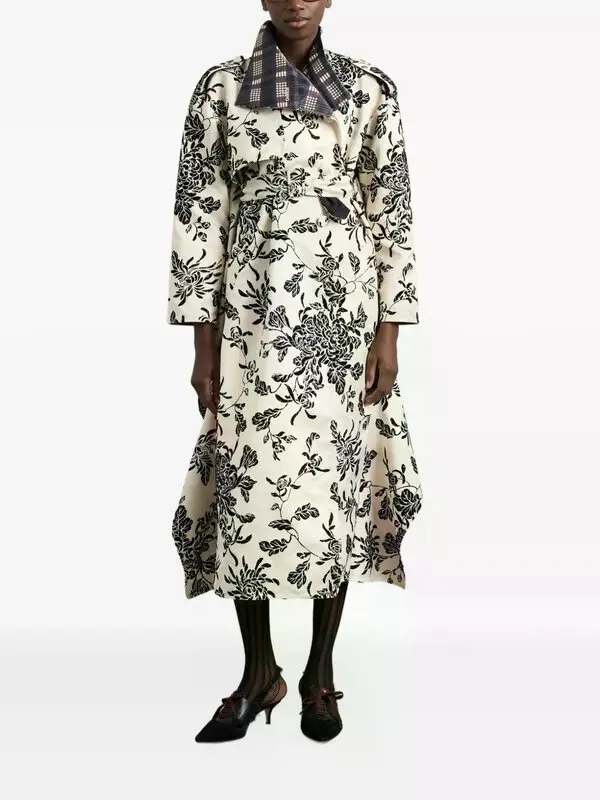 Antonio Marras Floral-print Asymmetric Trench Coat