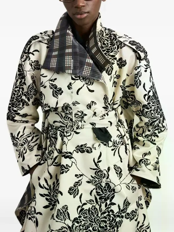 Antonio Marras Floral-print Asymmetric Trench Coat