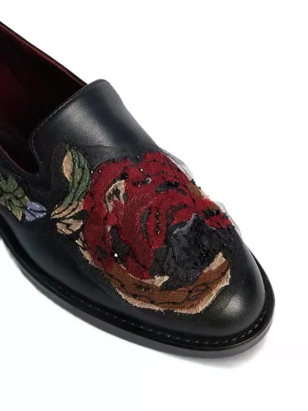 Antonio Marras Floral-embroidered Sequin-embellished Loafers