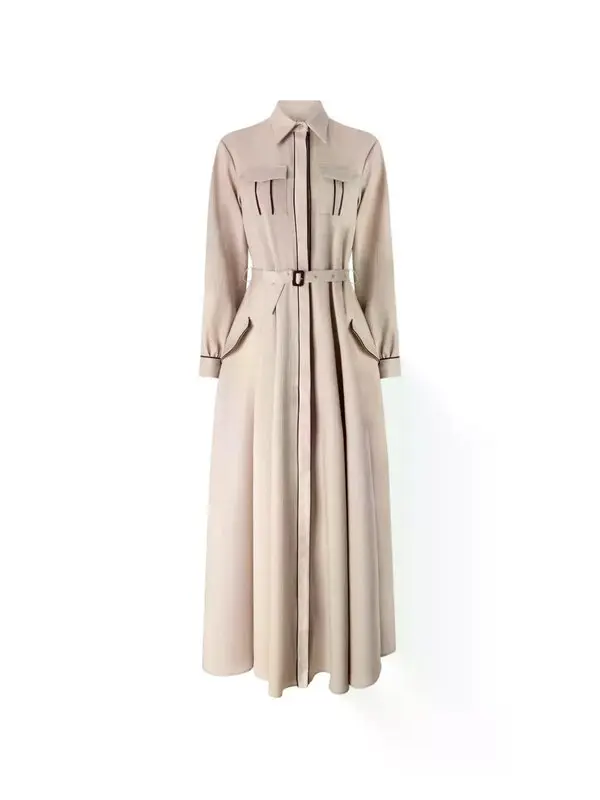Antonio Marras Belted Piped Maxi Shirt Dress