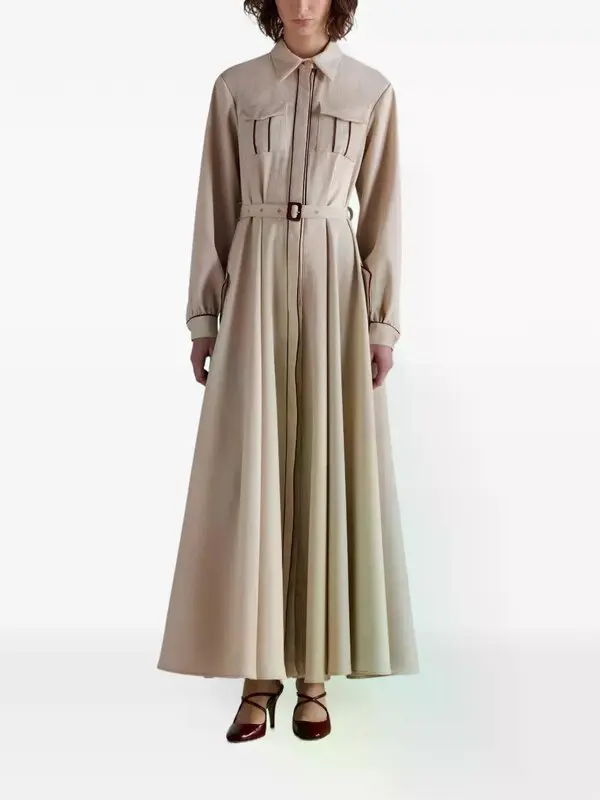 Antonio Marras Belted Piped Maxi Shirt Dress