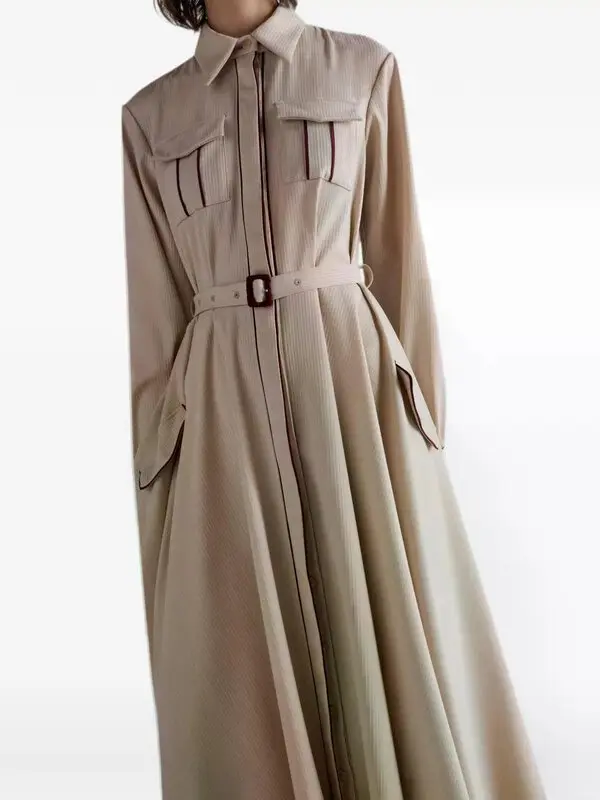 Antonio Marras Belted Piped Maxi Shirt Dress