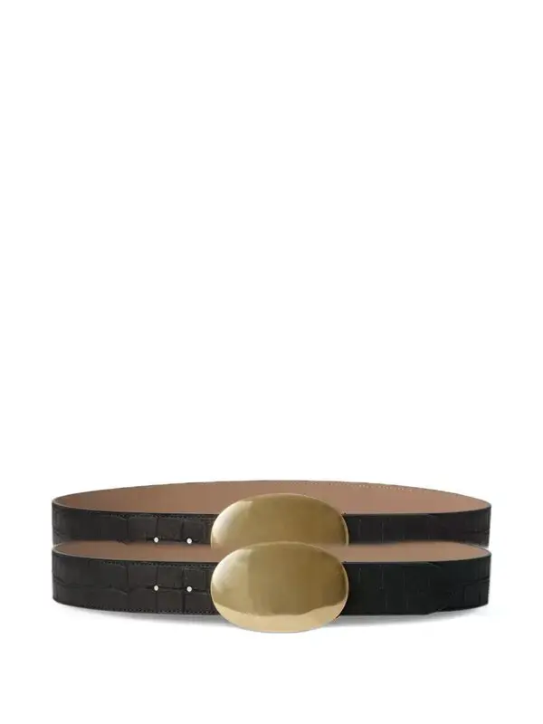 B-low The Belt Myra Croco Crocodile-effect Suede Belt - Black
