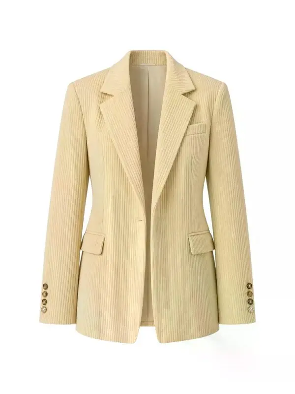 GAELLE PARIS Corduroy Single-breasted Blazer - Neutrals