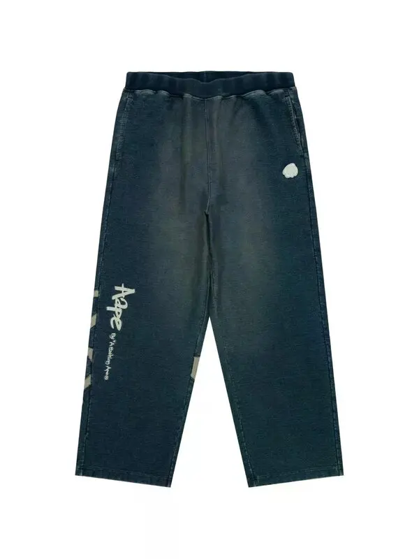 AAPE BY *A BATHING APE Main Logo-print Trousers - Blue