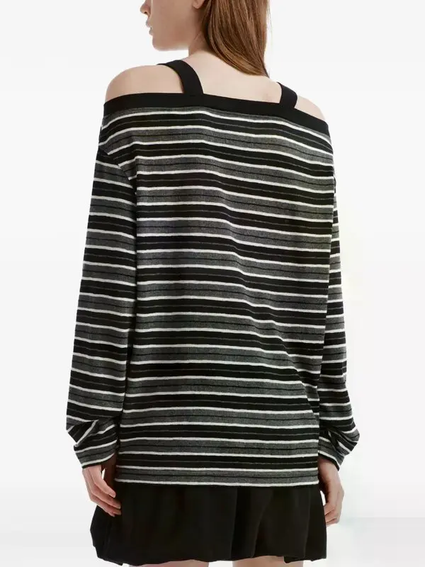 MUSIUM DIV. Striped Cold-shoulder T-shirt And Shorts Set