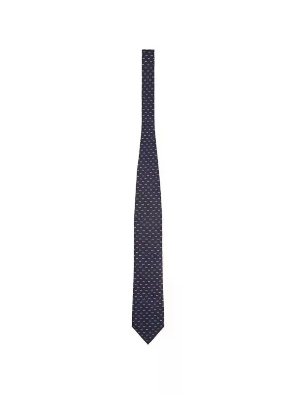 Zegna Geometric-pattern Mulberry Silk Tie - Midnight Blue