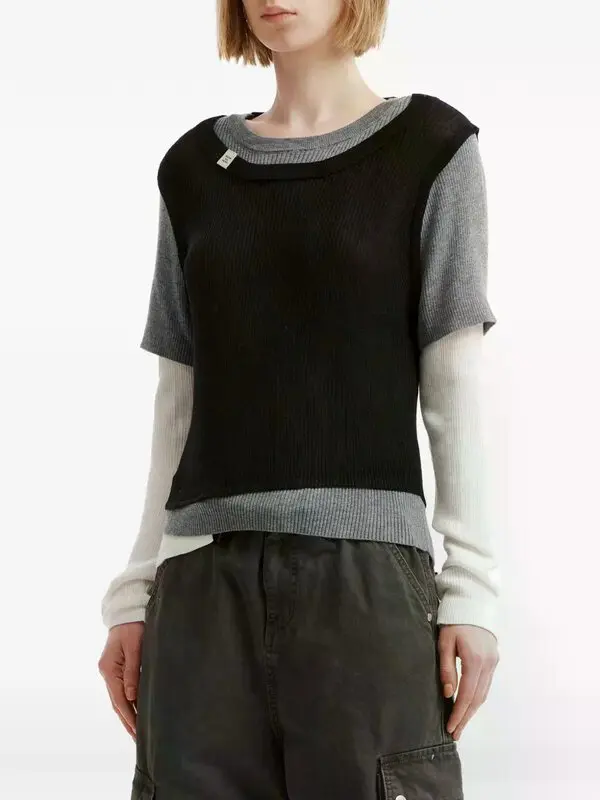 MUSIUM DIV. Layered Ribbed-knit Long-sleeve Top