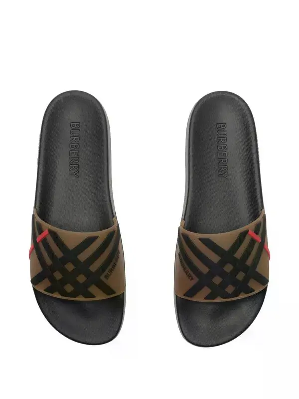 Burberry Embossed Check Slides