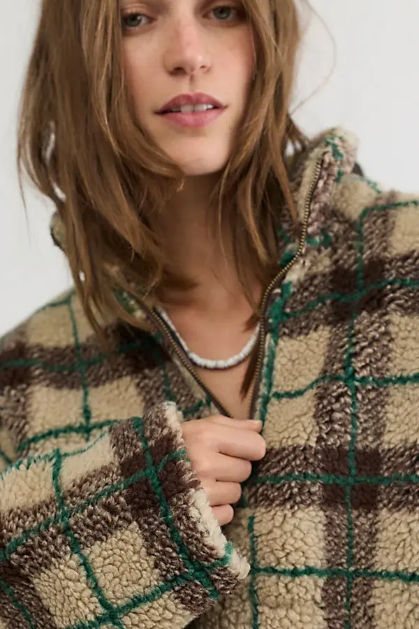 FOUND Plaid Fleece Quarter-zip