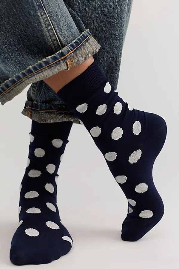 Free People Maria La Rosa Dotty Socks - Navy