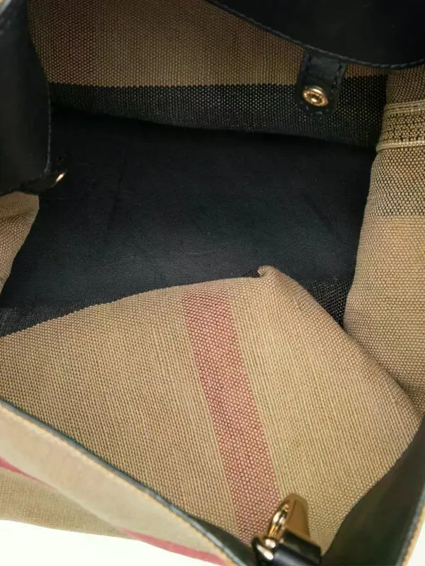 Burberry 2000-2017 Medium Mega Check Canvas Ashby Bucket Bag Satchel