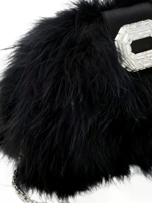 Amina Muaddi Camelia Feather Clutch Feather Silver Hardware