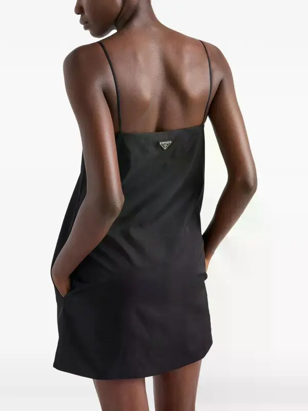 Prada Re-nylon Mini-dress With Floral Appliqués