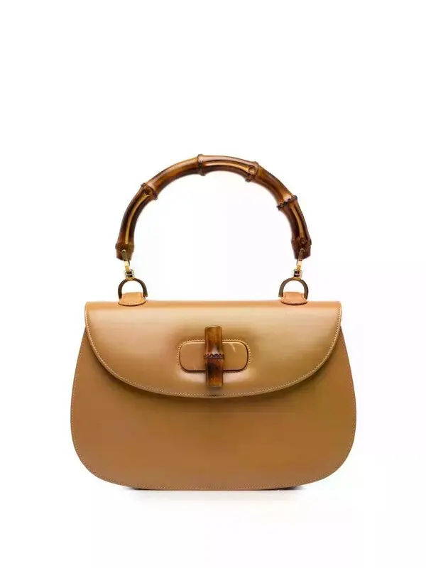 Gucci 20th Century Calfskin Bamboo Night Satchel - Brown