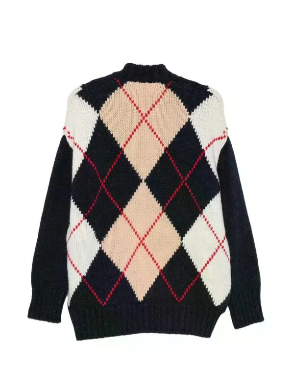N°21 Argyle-knit Blouson Cardigan