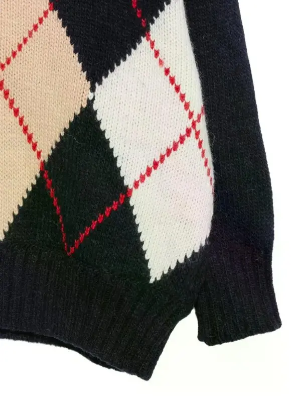 N°21 Argyle-knit Blouson Cardigan