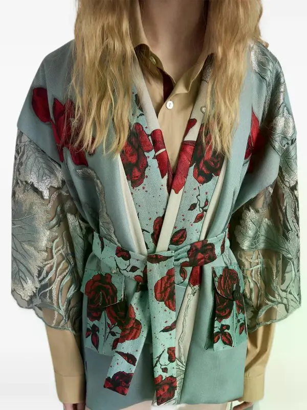 Antonio Marras Embroidered Floral-appliqué Kimono Jacket