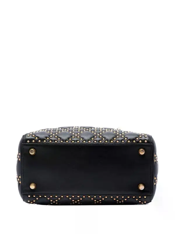 Dior 2017 Medium Lambskin Cannage Studded Supple Lady Satchel