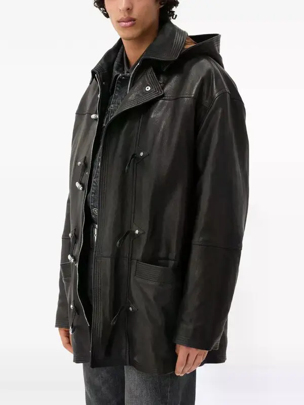 Versace Toggle-fastening Hooded Leather Coat