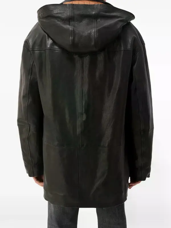 Versace Toggle-fastening Hooded Leather Coat