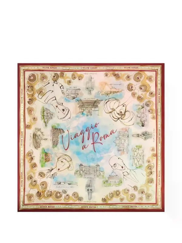 Antonio Marras Roma Illustration-print Silk Scarf