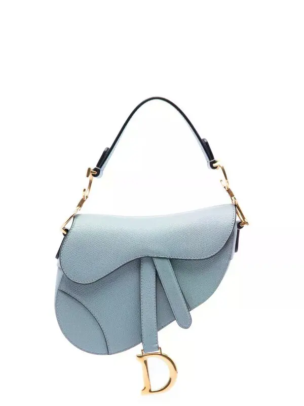 Dior 2019 Mini Grained Calfskin Saddle Bag Satchel - Blue