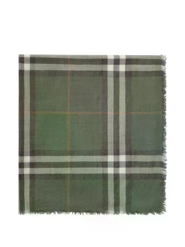 Burberry Wide Reversible Check Wool Silk Scarf