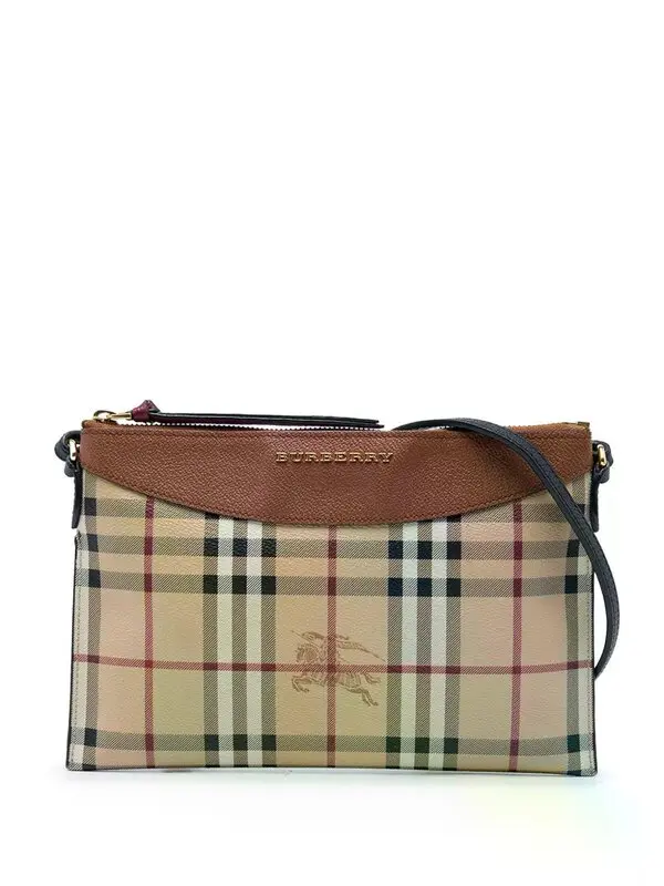 Burberry 2000-2017 Haymarket Check Coated Canvas Peyton Crossbody Bag - Neutrals