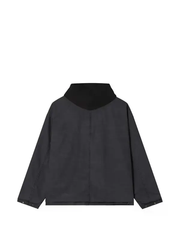 Izzue Layered-hood Faux-leather Collar Jacket