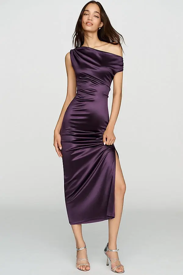 Bhldn Asymmetrical Shoulder Knit Midi Dress