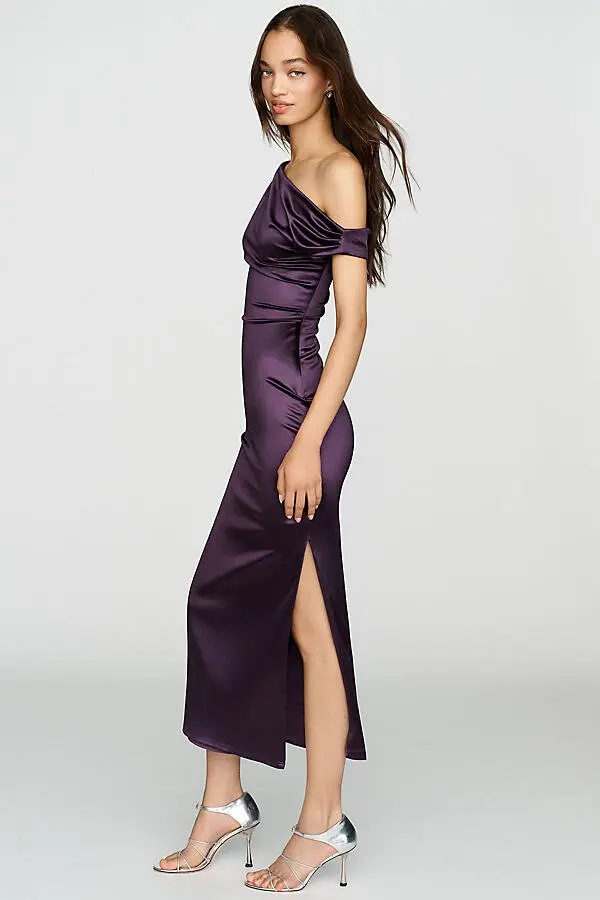 Bhldn Asymmetrical Shoulder Knit Midi Dress