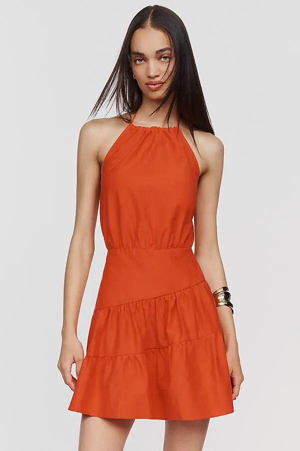 Anthropologie Halter Mi Dress - Red