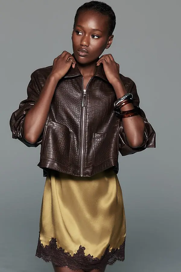 SNDYS. Jolie Faux Leather Jacket - Brown