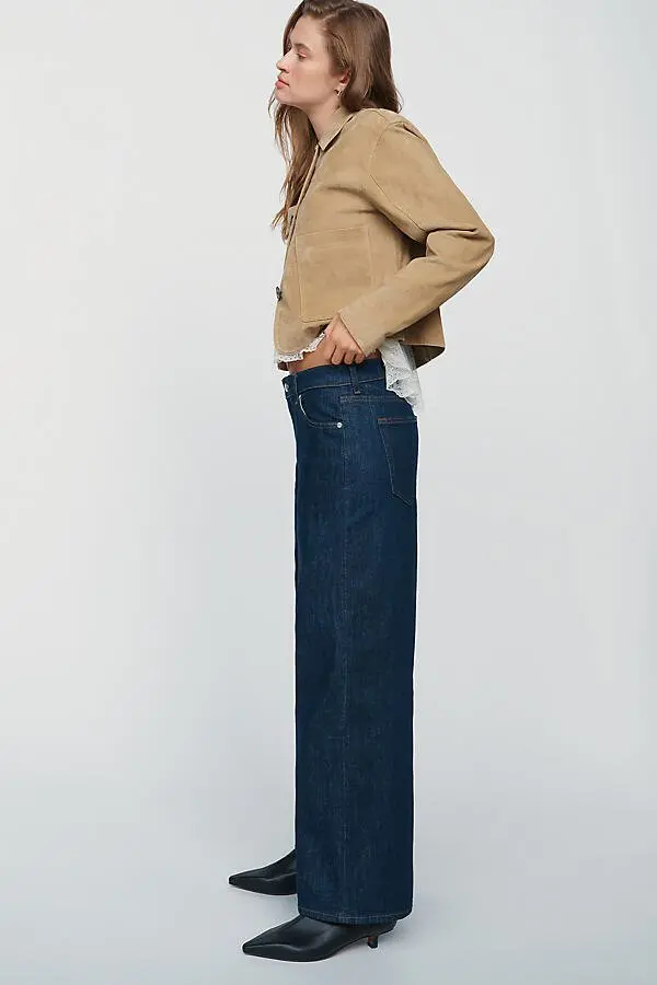 Ag Petite Saige Mid Rise Wide Leg Jeans