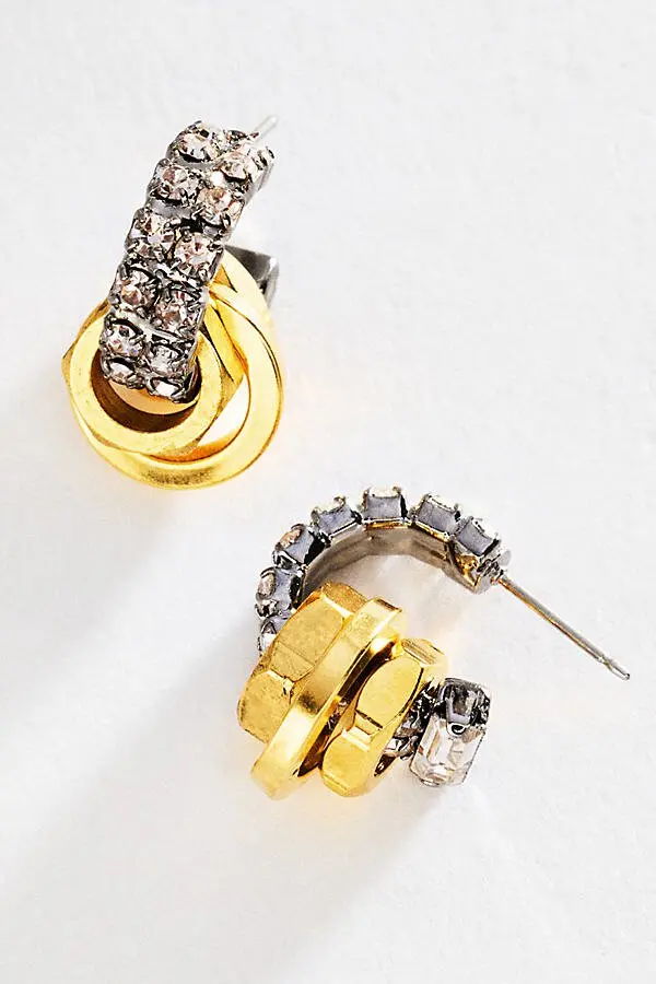 ELIZABETH COLE Cyndalee Swarovski Crystal Earrgs - Gold
