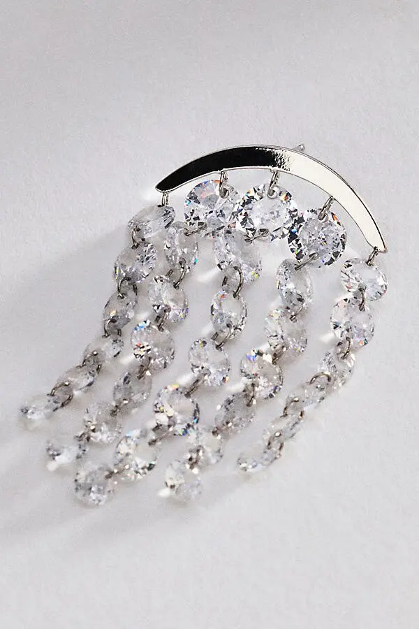 Anthropologie Crystal Frge Drop Earrgs - Silver