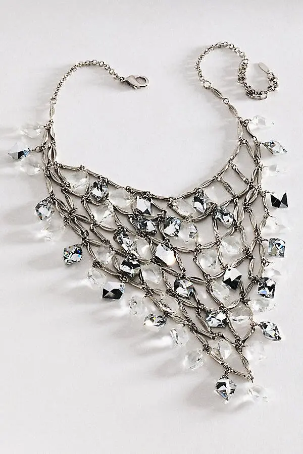 Anthropologie Floatg Crystal Necklace - Silver