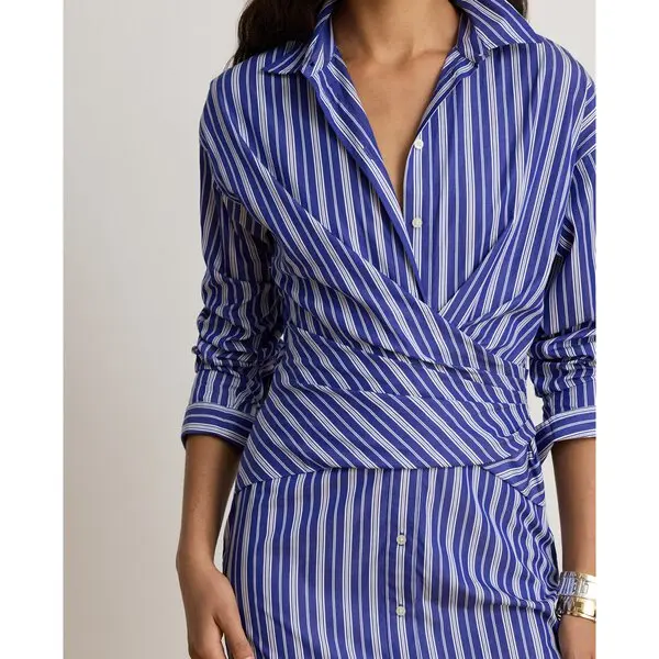 Ralph Lauren Striped Cotton Broadcloth Shirtdress