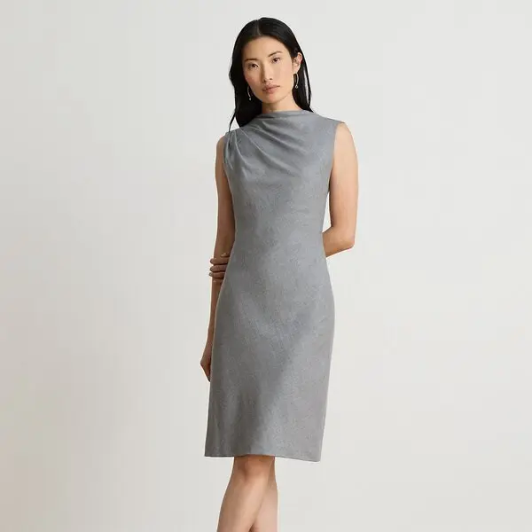 Ralph Lauren Pleated Mélange Wool Sleeveless Dress - Grey Multi