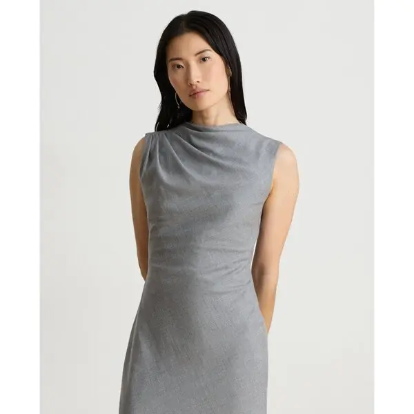 Ralph Lauren Pleated Mélange Wool Sleeveless Dress