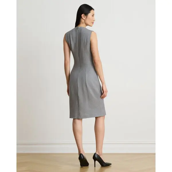 Ralph Lauren Pleated Mélange Wool Sleeveless Dress
